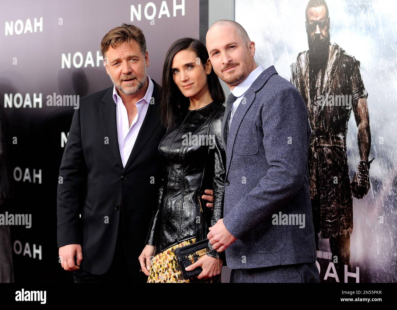 Actors Russell Crowe, left, and Jennifer Connelly pose with director Darren Aronofsky at the ...