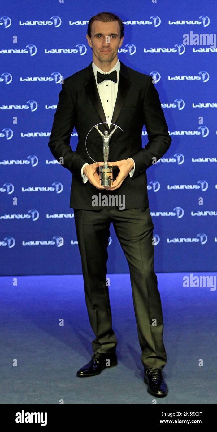 Britain's BMX rider Jamie Bestwick displays his World Action ...