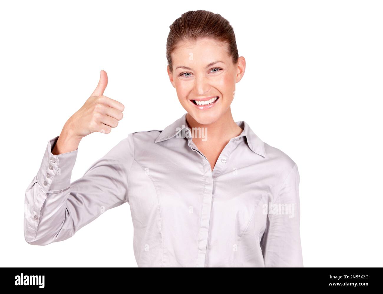 She approves. A lovely young woman giving you a thumbs up while ...