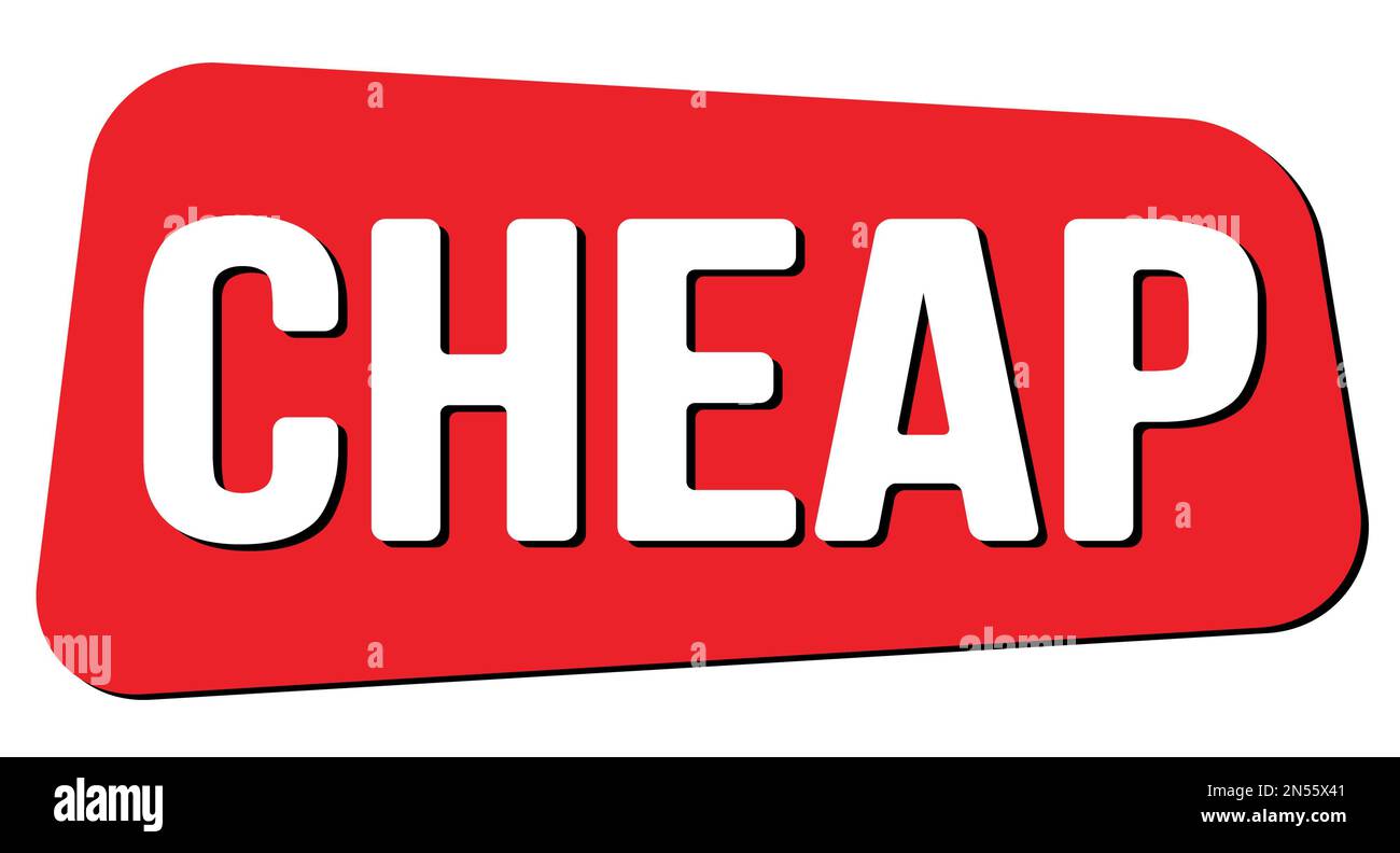 CHEAP text written on red trapeze stamp sign Stock Photo - Alamy