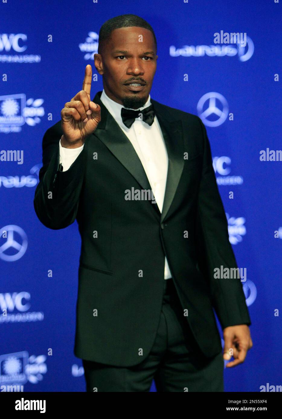 U.S. actor Jamie Foxx poses for photos on the red carpet at the Laureus ...