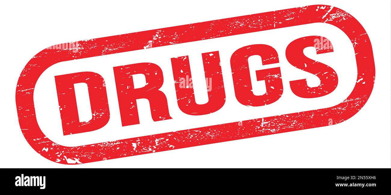 DRUGS, text written on red rectangle stamp sign Stock Photo - Alamy