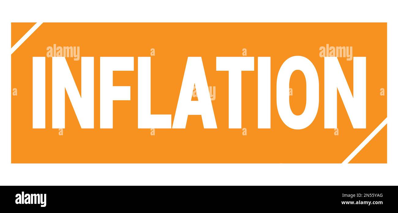 INFLATION text written on orange grungy stamp sign Stock Photo - Alamy