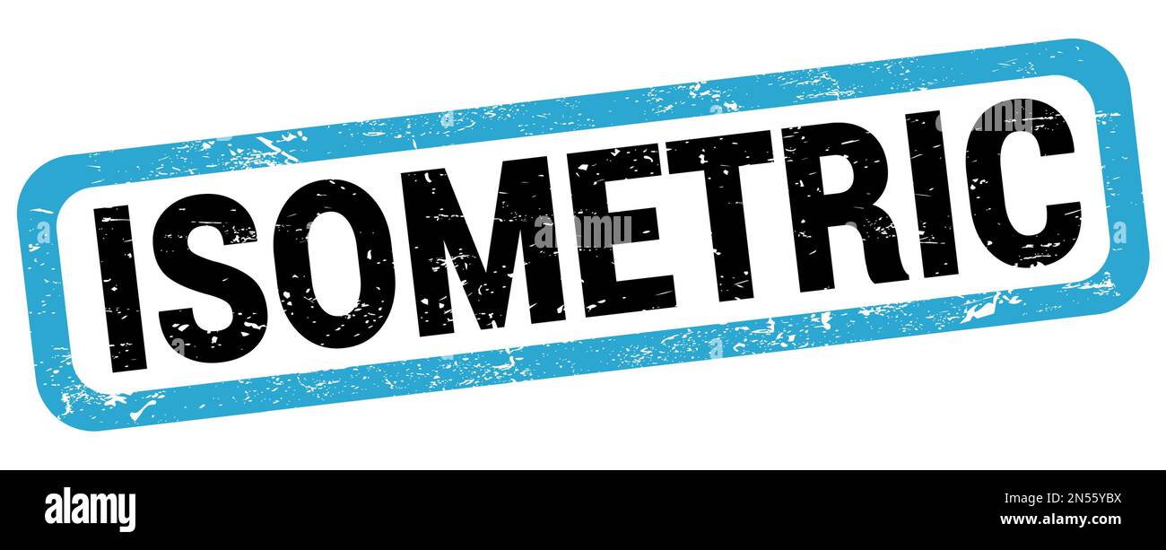 ISOMETRIC text written on blue-black rectangle stamp sign Stock Photo ...