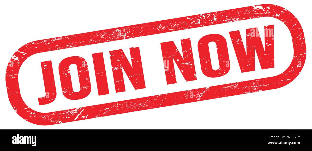 JOIN NOW, text on red rectangle stamp sign Stock Photo - Alamy
