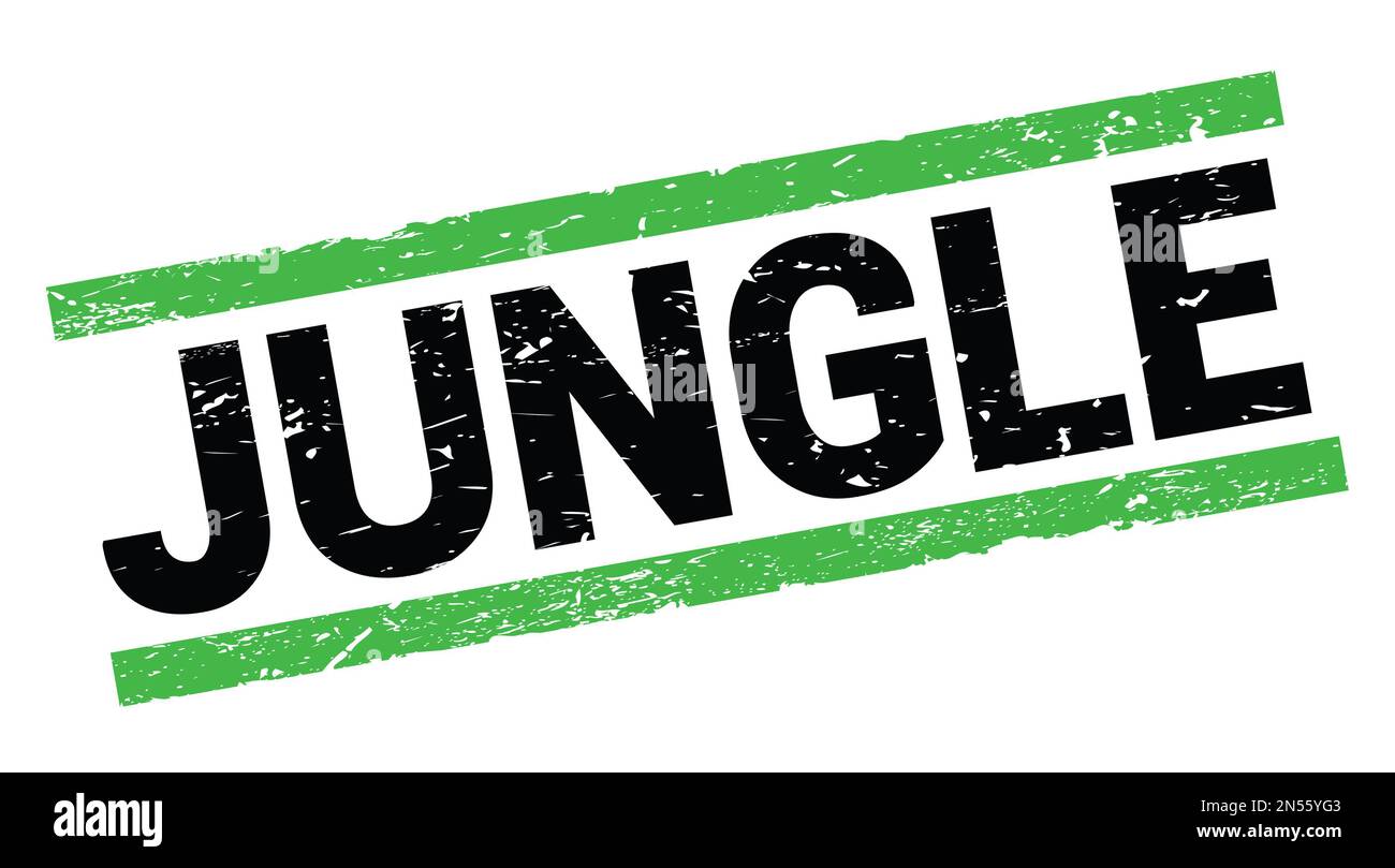 JUNGLE text written on green rectangle stamp sign Stock Photo - Alamy
