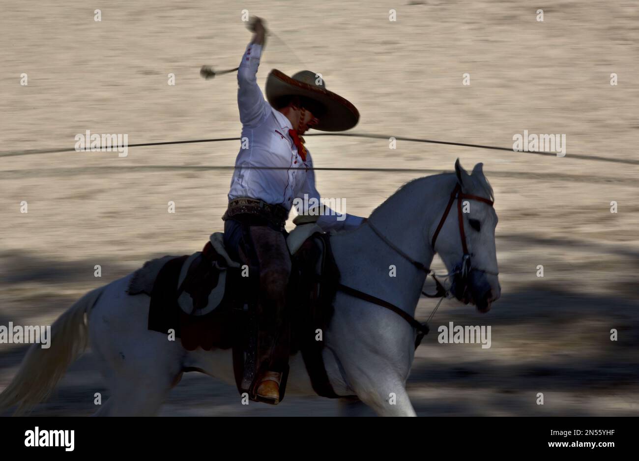 In this Friday, March 21, 2014 photo, a cowboy from Mexico displays his ...