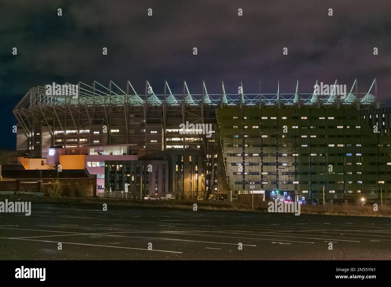 Exterior view of the Newcastle United football stadium St James' Park ...