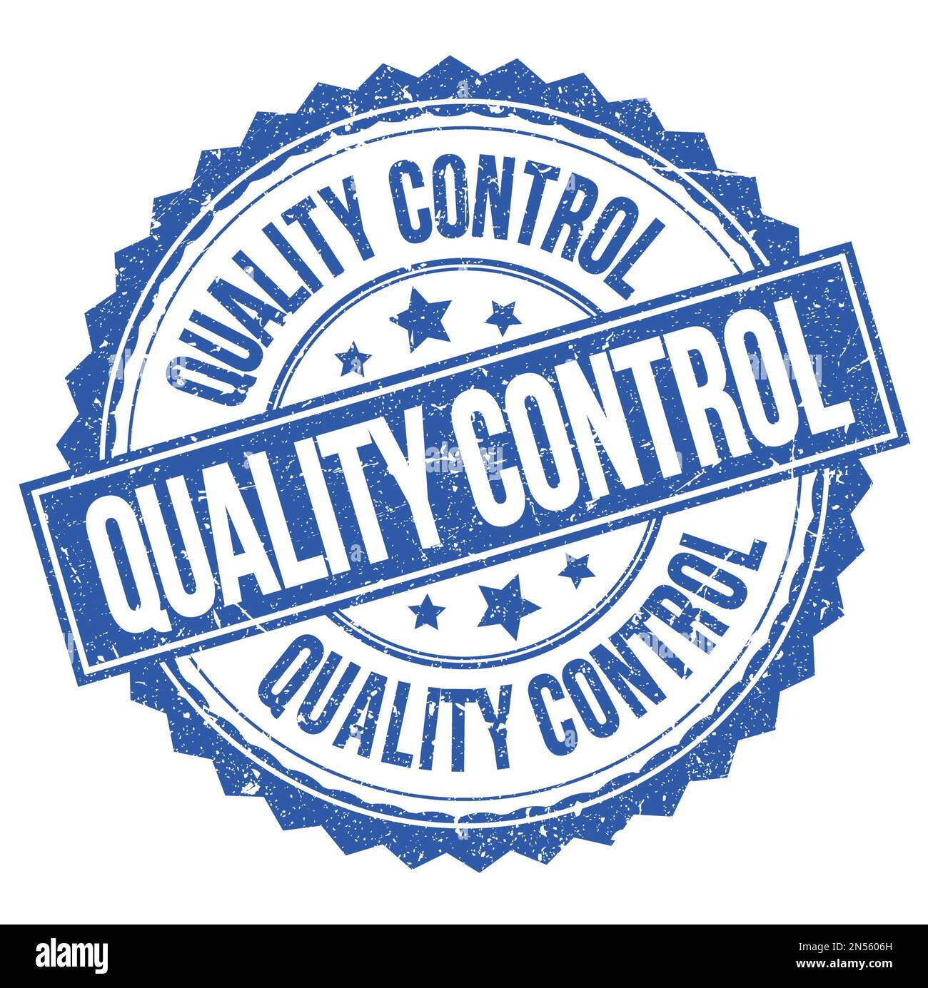 QUALITY CONTROL text written on blue round stamp sign Stock Photo - Alamy