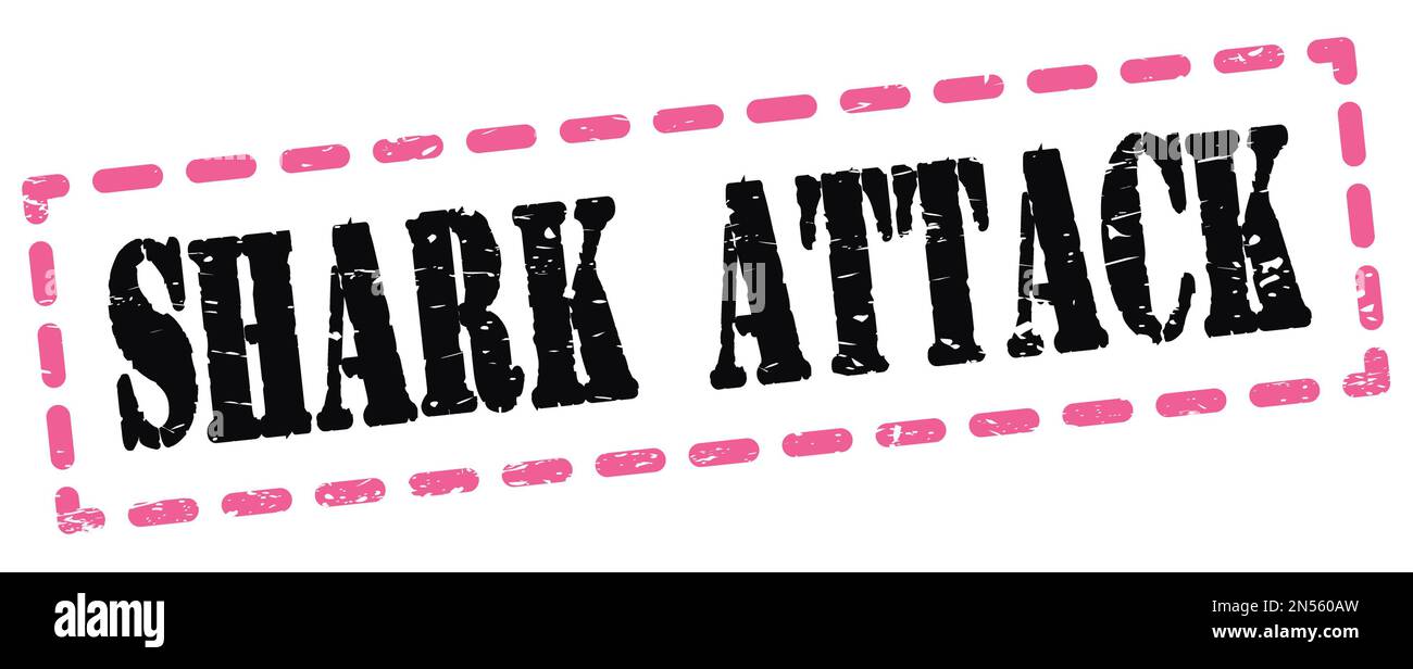 SHARK ATTACK text written on pink-black dash stamp sign Stock Photo - Alamy