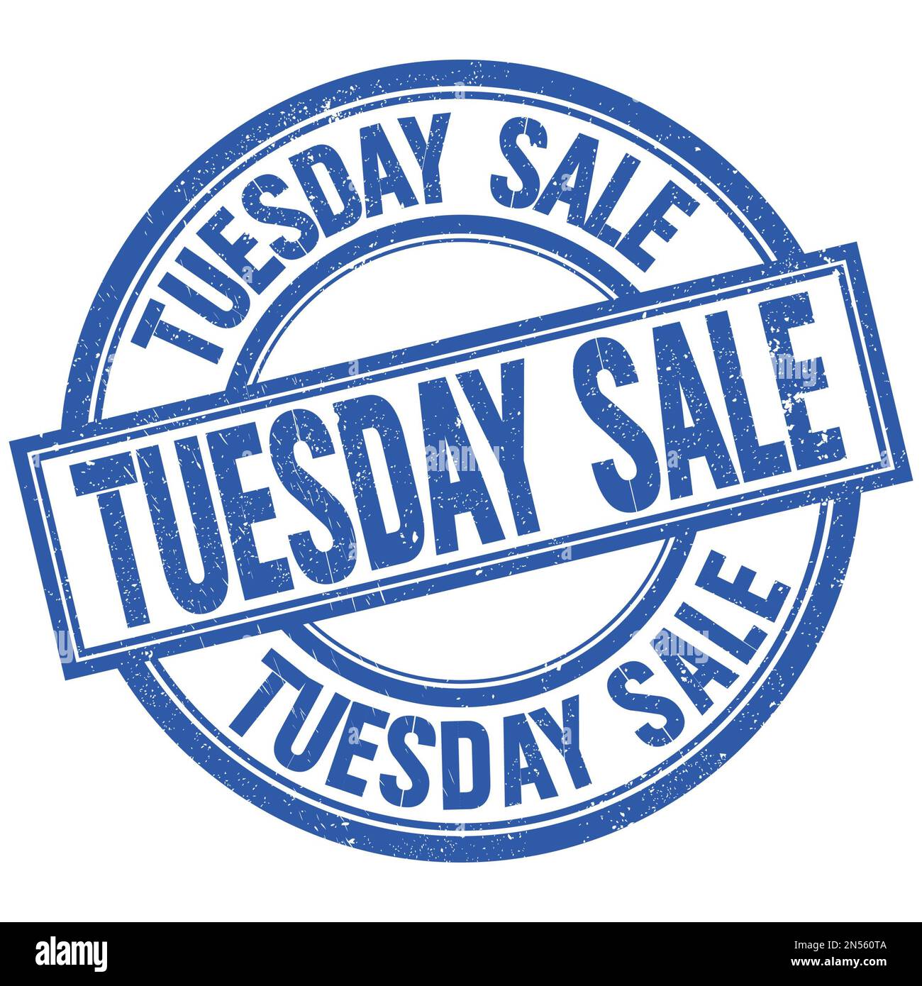 TUESDAY SALE text written word on blue round stamp sign Stock Photo - Alamy