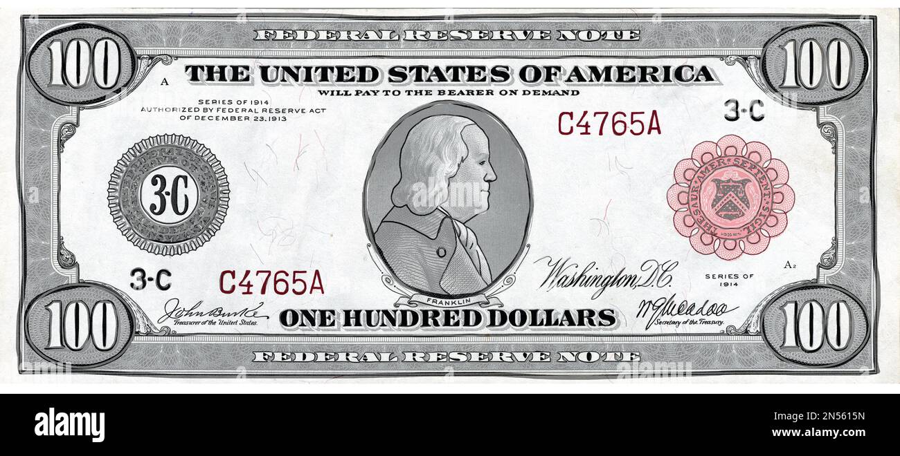 Cartoon hand drawn 100 dollar banknote for design purpose Stock Photo ...