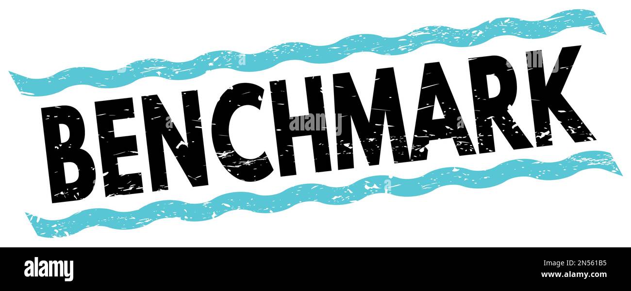 BENCHMARK text written on blue-black lines stamp sign Stock Photo - Alamy