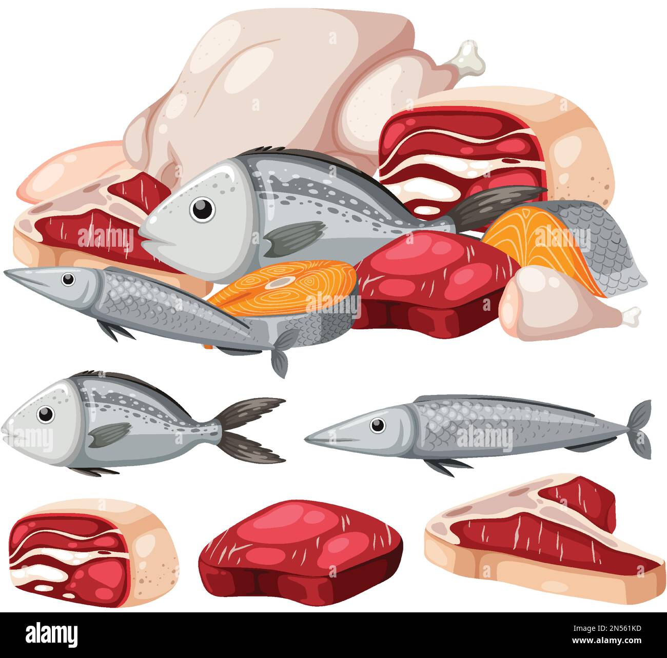 Set of cartoon protein food illustration Stock Vector Image & Art - Alamy