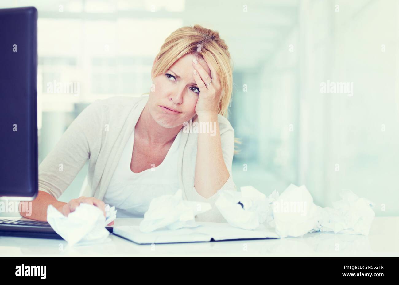 I cant think anymore..Ive run out of ideas. a tired-looking ...