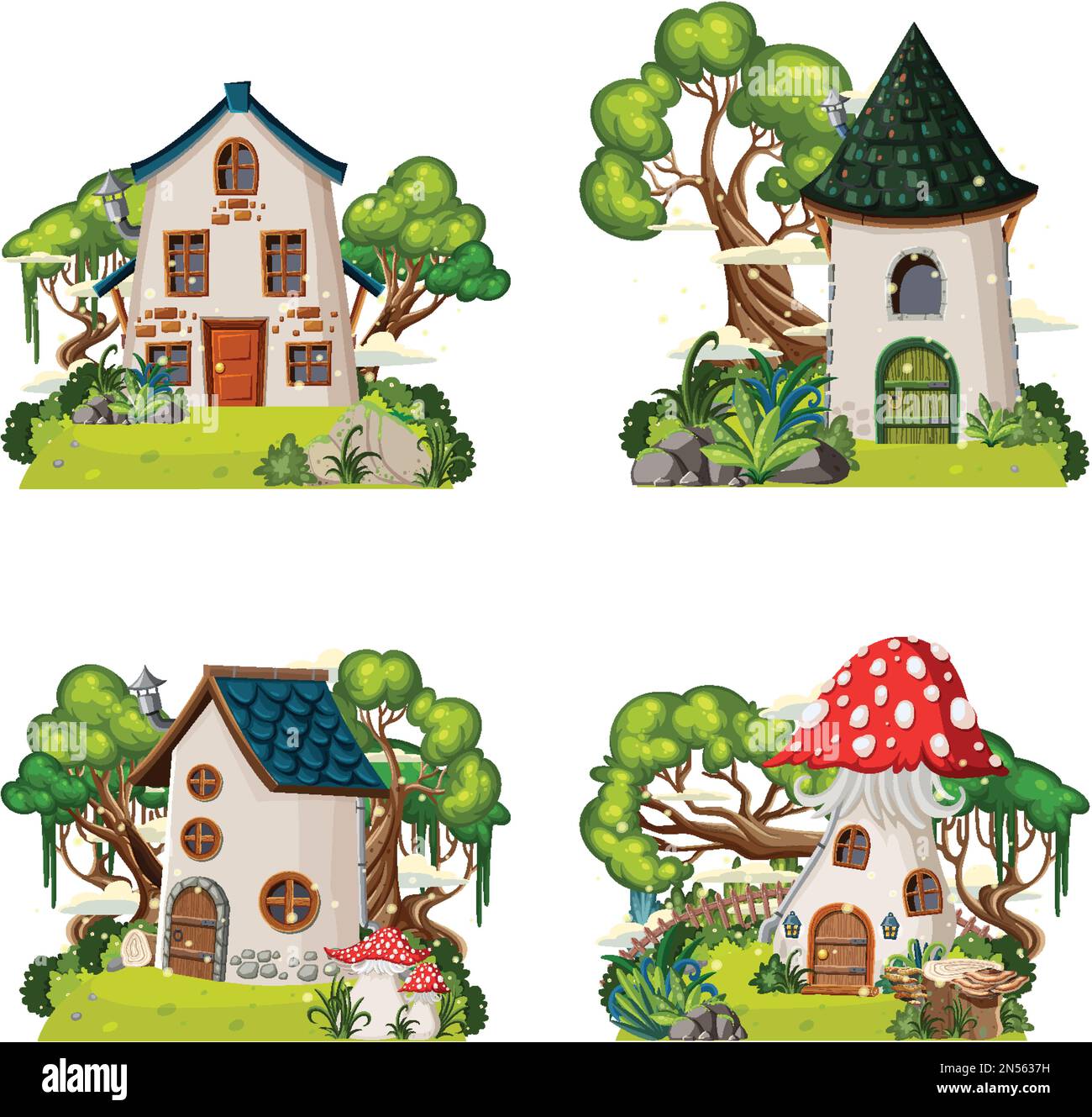 Set of fairy tale house isolated illustration Stock Vector Image & Art ...