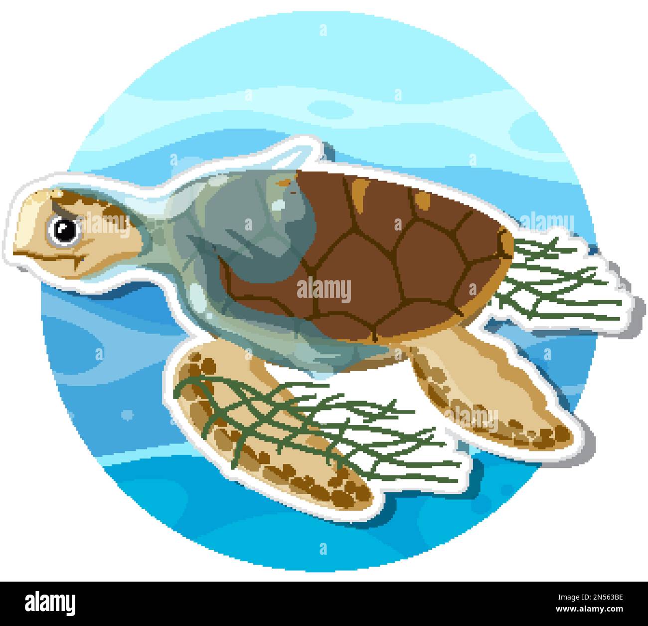 Plastic pollution on marine life concept illustration Stock Vector ...