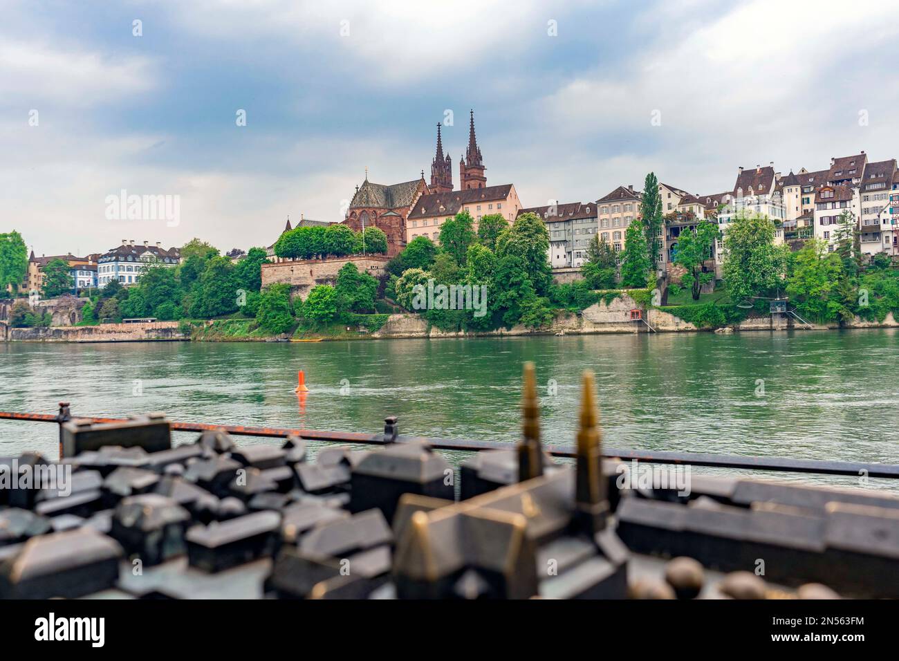 A scenic shot of old medieval buildings in Basel, Switzerland, on the ...