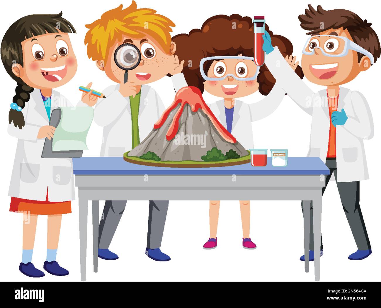 Student kids doing science experiment illustration Stock Vector Image & Art - Alamy