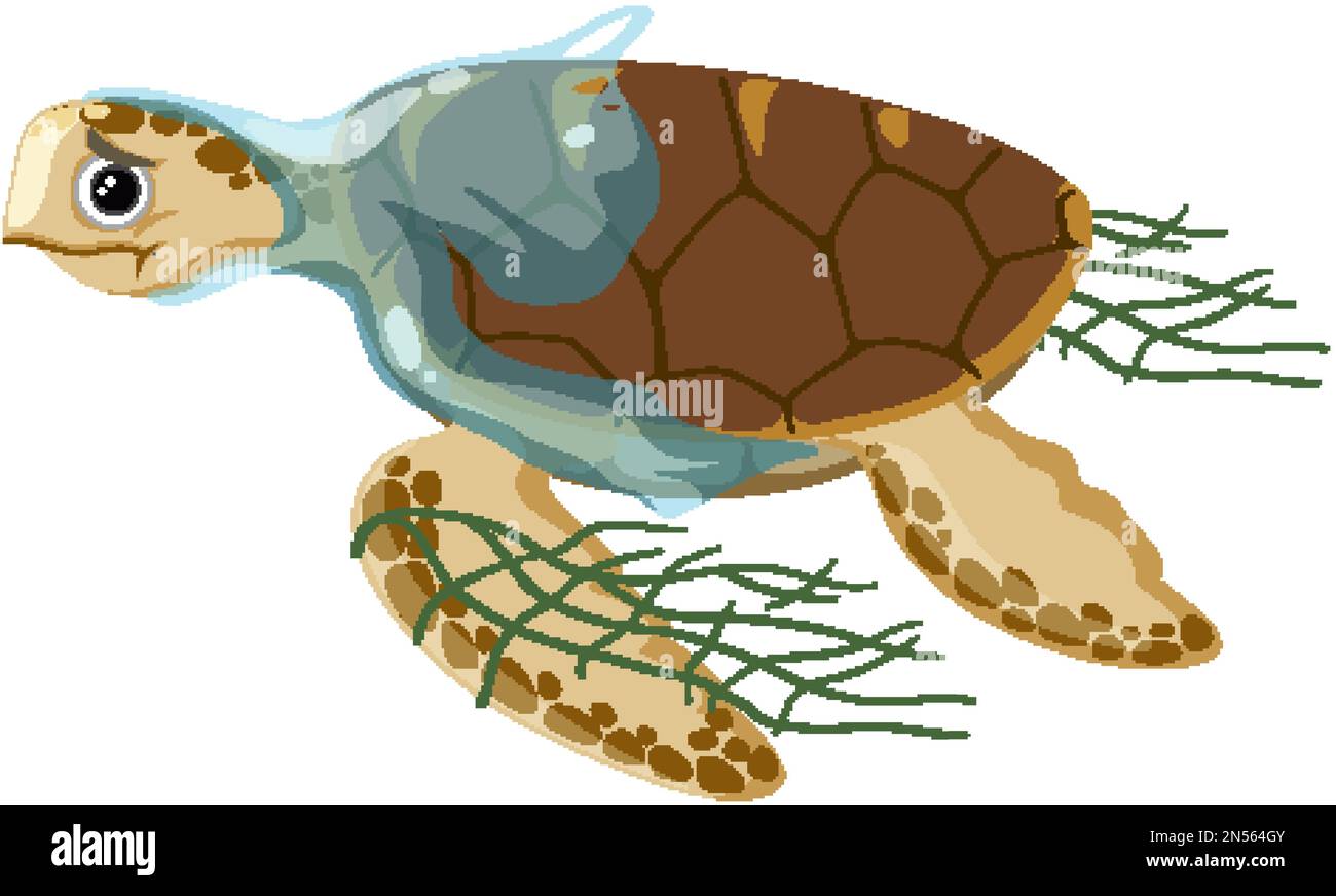 Plastic pollution on marine life concept illustration Stock Vector ...