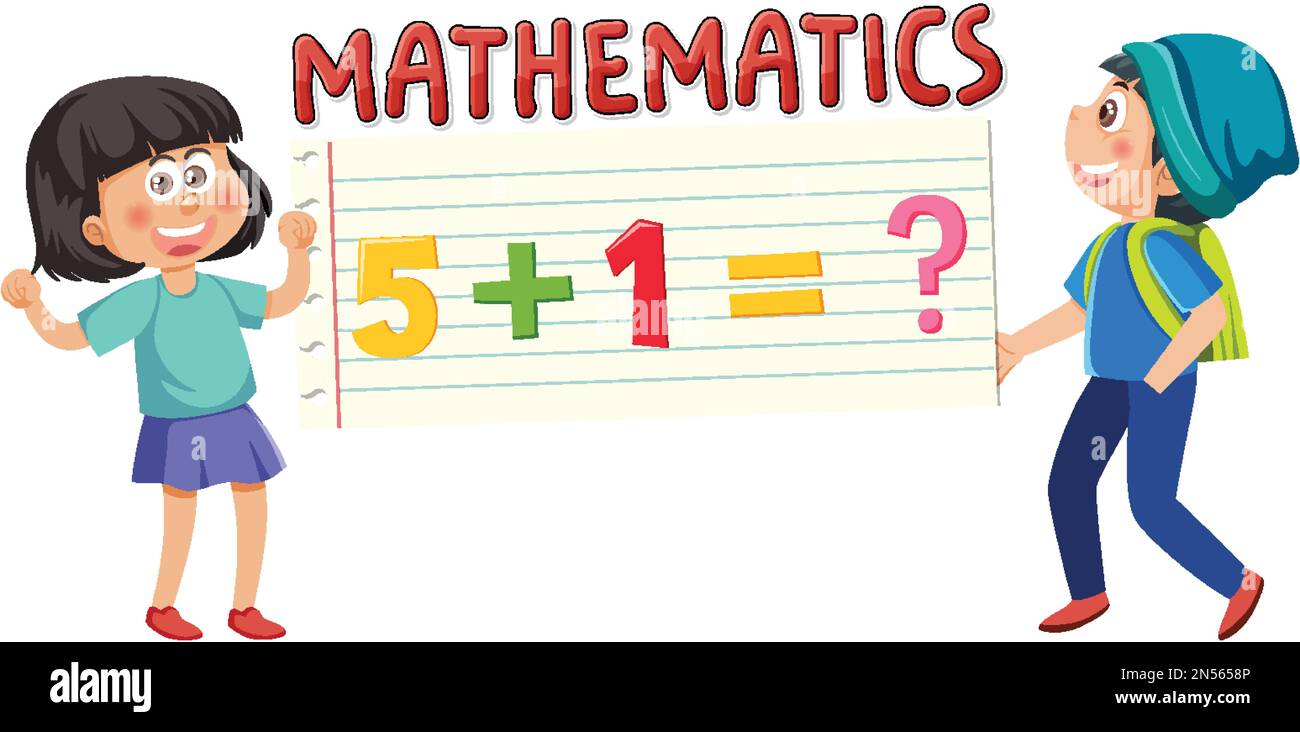 Children cartoon character with math and number theme illustration ...