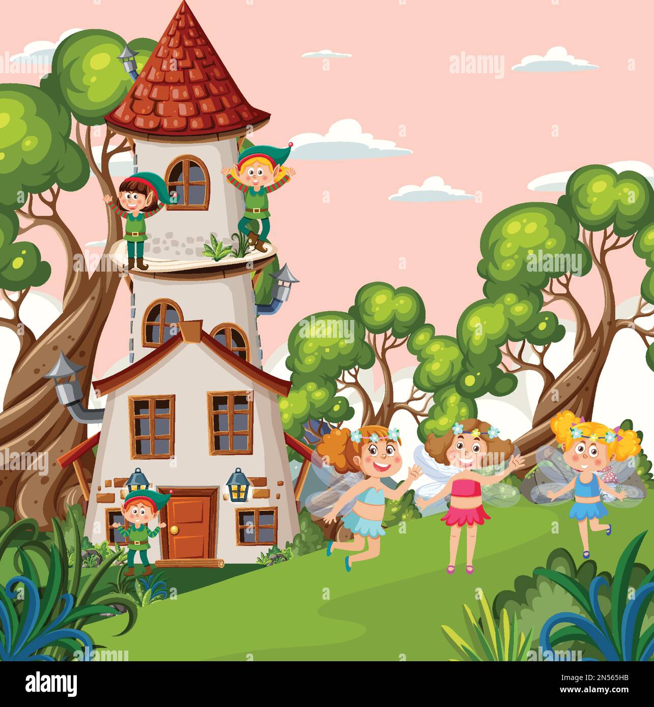 Fairies in fairy tales forest illustration Stock Vector Image & Art - Alamy