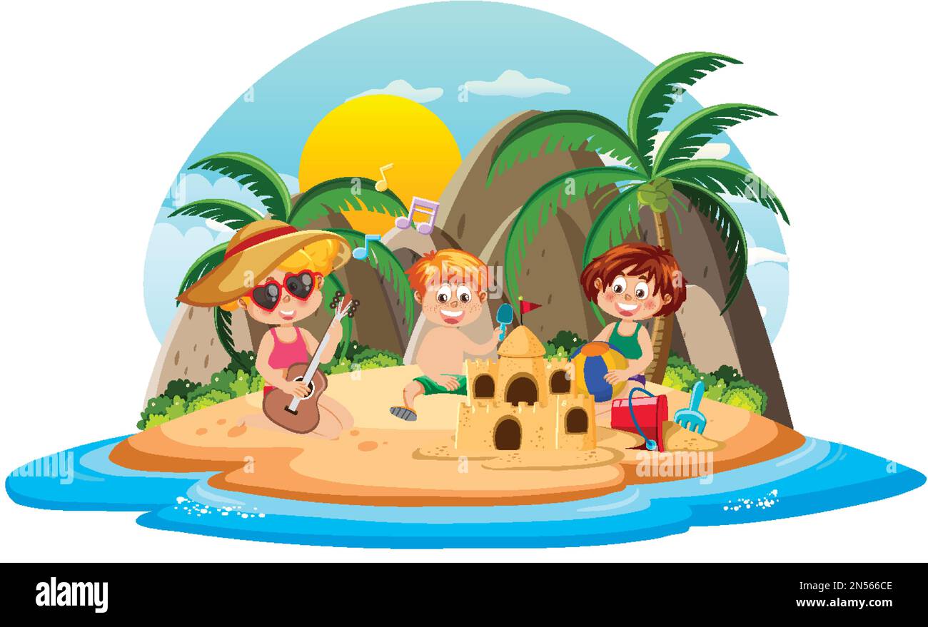 Kids At The Beach Clipart