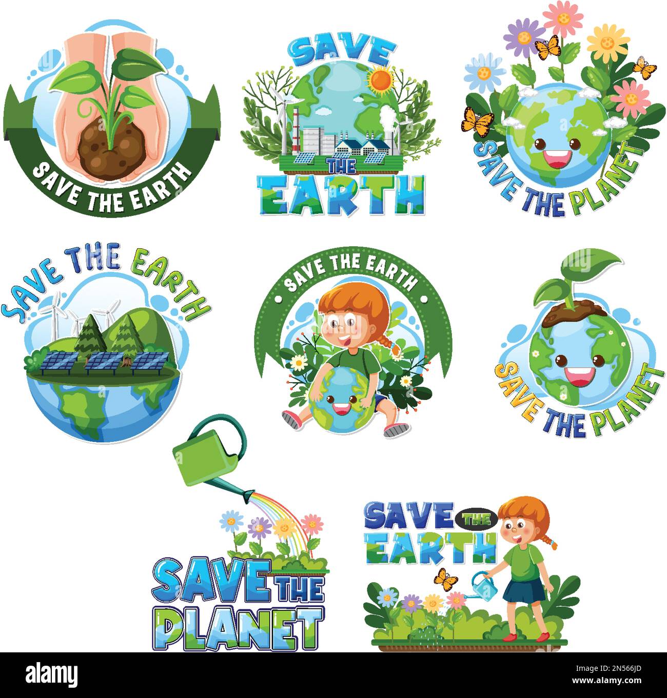 Save the earth logo and banner set illustration Stock Vector Image ...