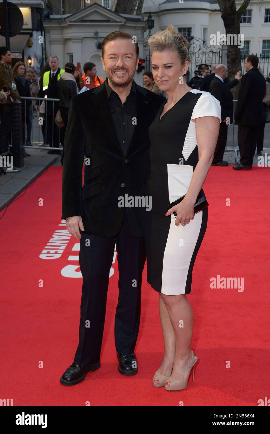 Ricky Gervais, Jane Fallon attend the Muppets Most Wanted - VIP film ...
