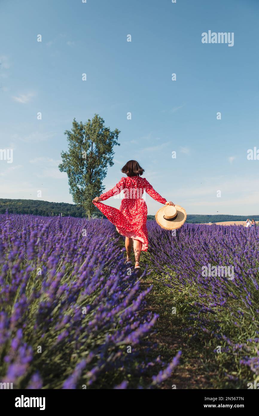 Lady running in flower field hi-res stock photography and images - Alamy