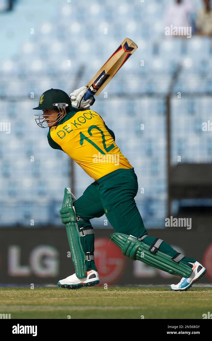 South Africa's Quinton de Kock plays a shot during their ICC Twenty20 ...
