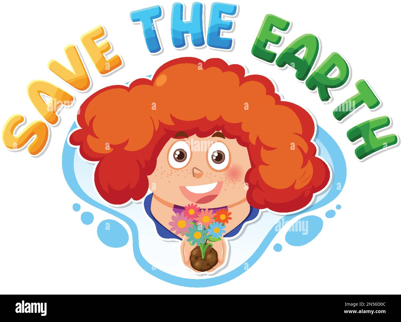 Save the earth text for banner or poster design illustration Stock ...