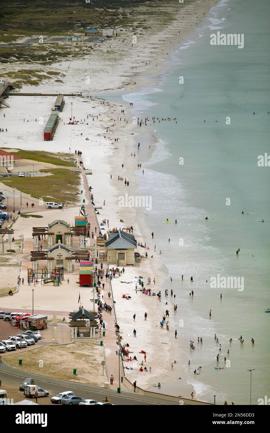 Bird's eye view of Muizenberg Beach, Western Cape, South Africa Stock ...