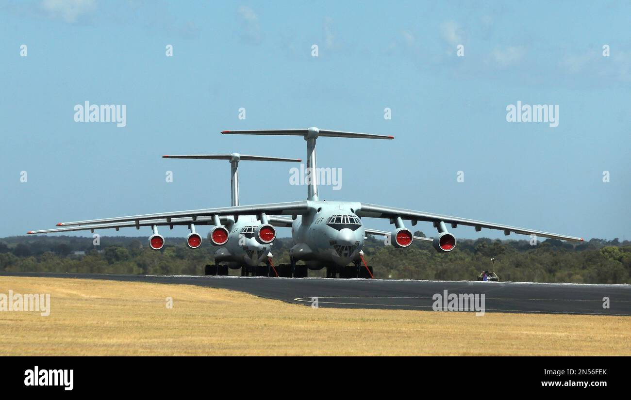 Two Chinese Ilyushin IL-76s aircraft sit on the tarmac at RAAF Pearce ...