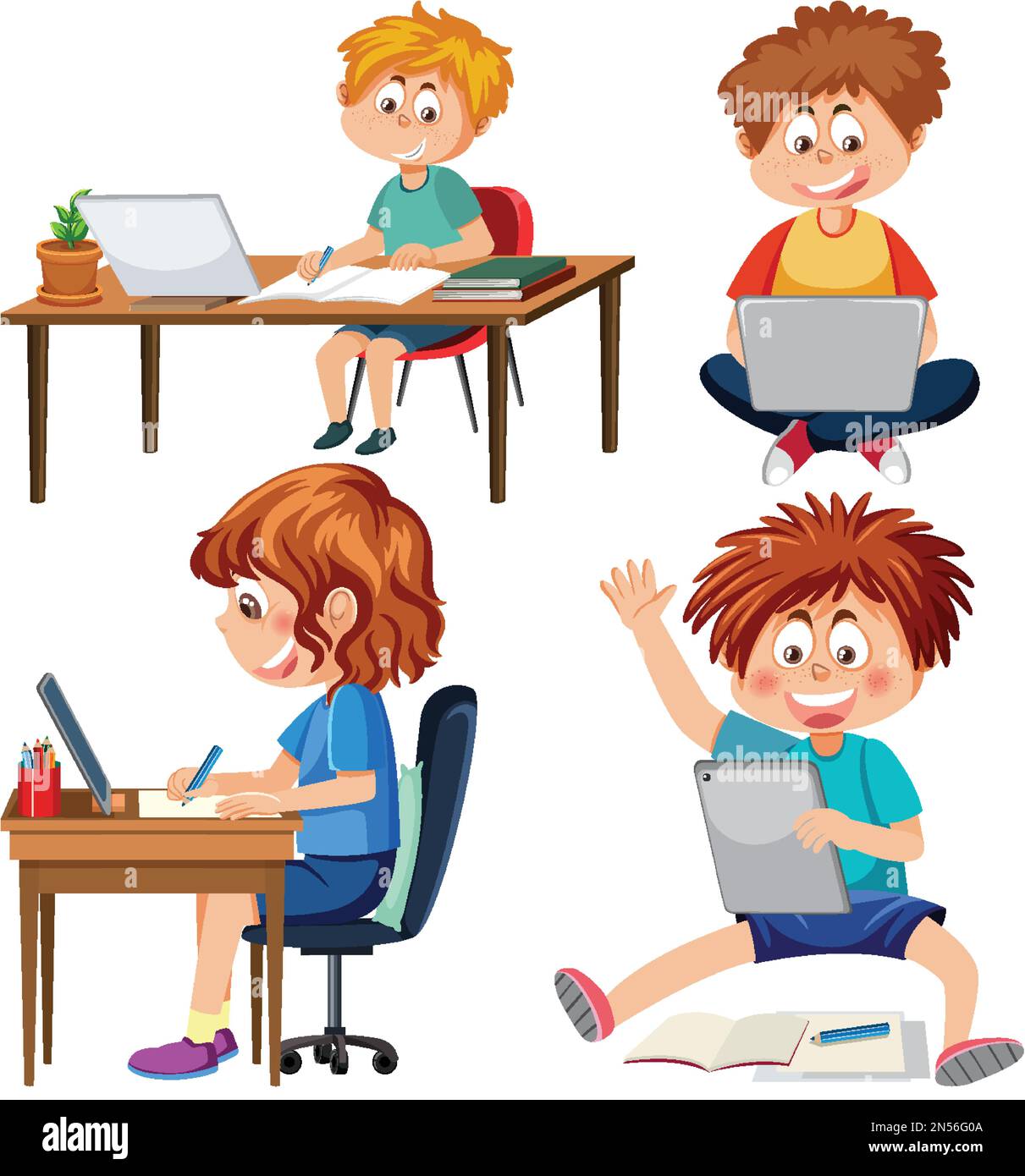 Set of student cartoon character illustration Stock Vector Image & Art ...