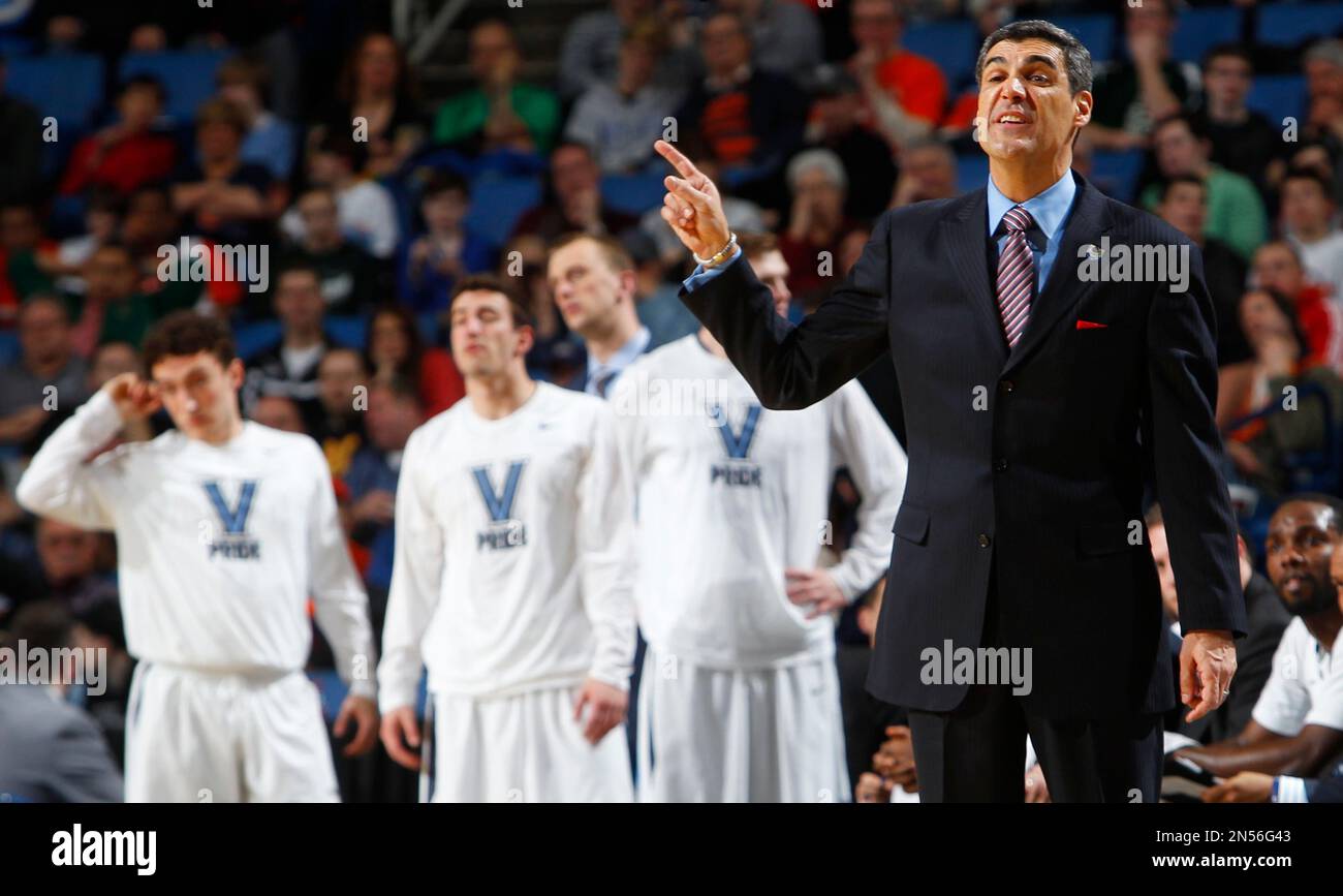 Villanova coach Jay Wright calls out to his team during the second half ...