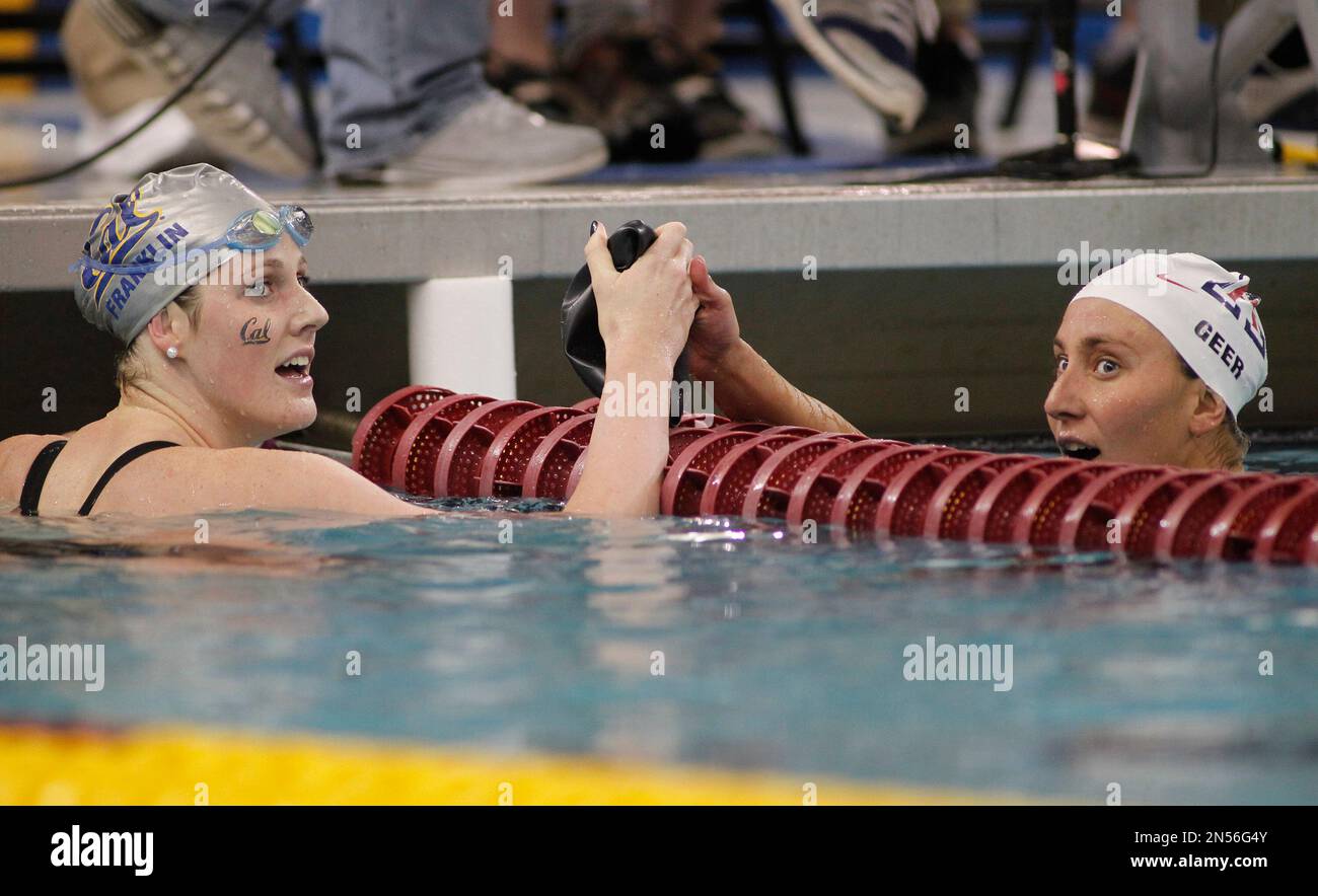 Arizona's Margo Geer, right, shakes hands with California's Missy ...
