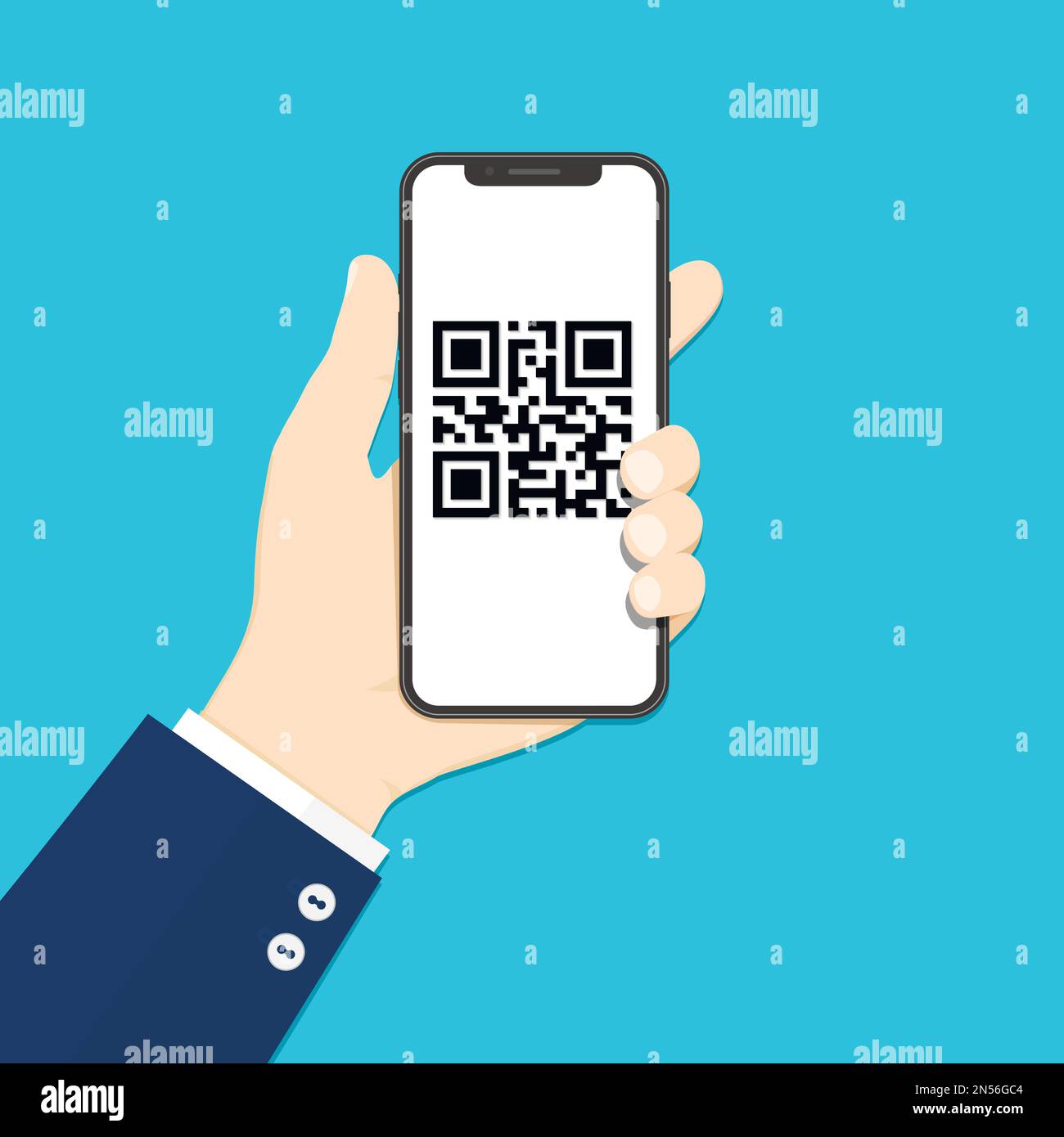 Hand with phone scanning qr code. Flat style illustration Stock Vector ...