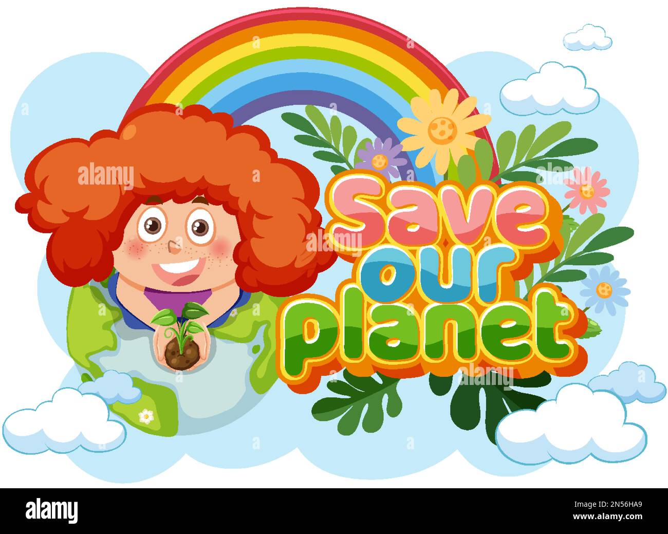 Save our planet text for banner or poster design illustration Stock ...