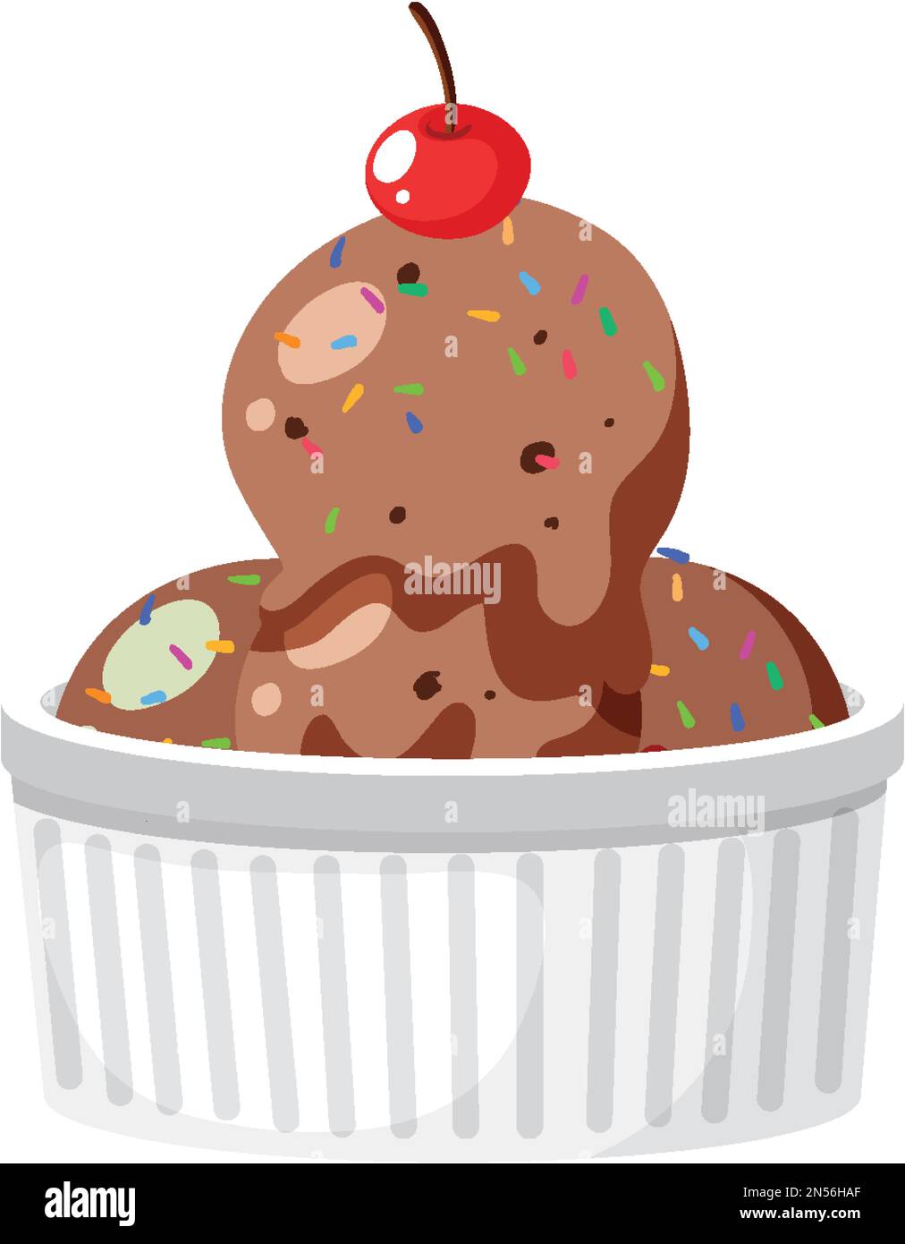 Chocolate ice cream simple cartoon illustration Stock Vector Image ...