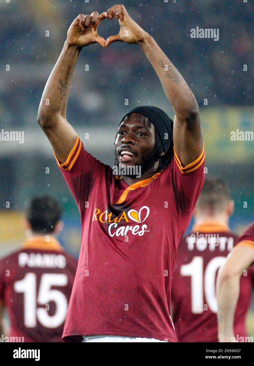 AS Roma forward Gervinho, of Ivory Coast, celebrates after scoring ...