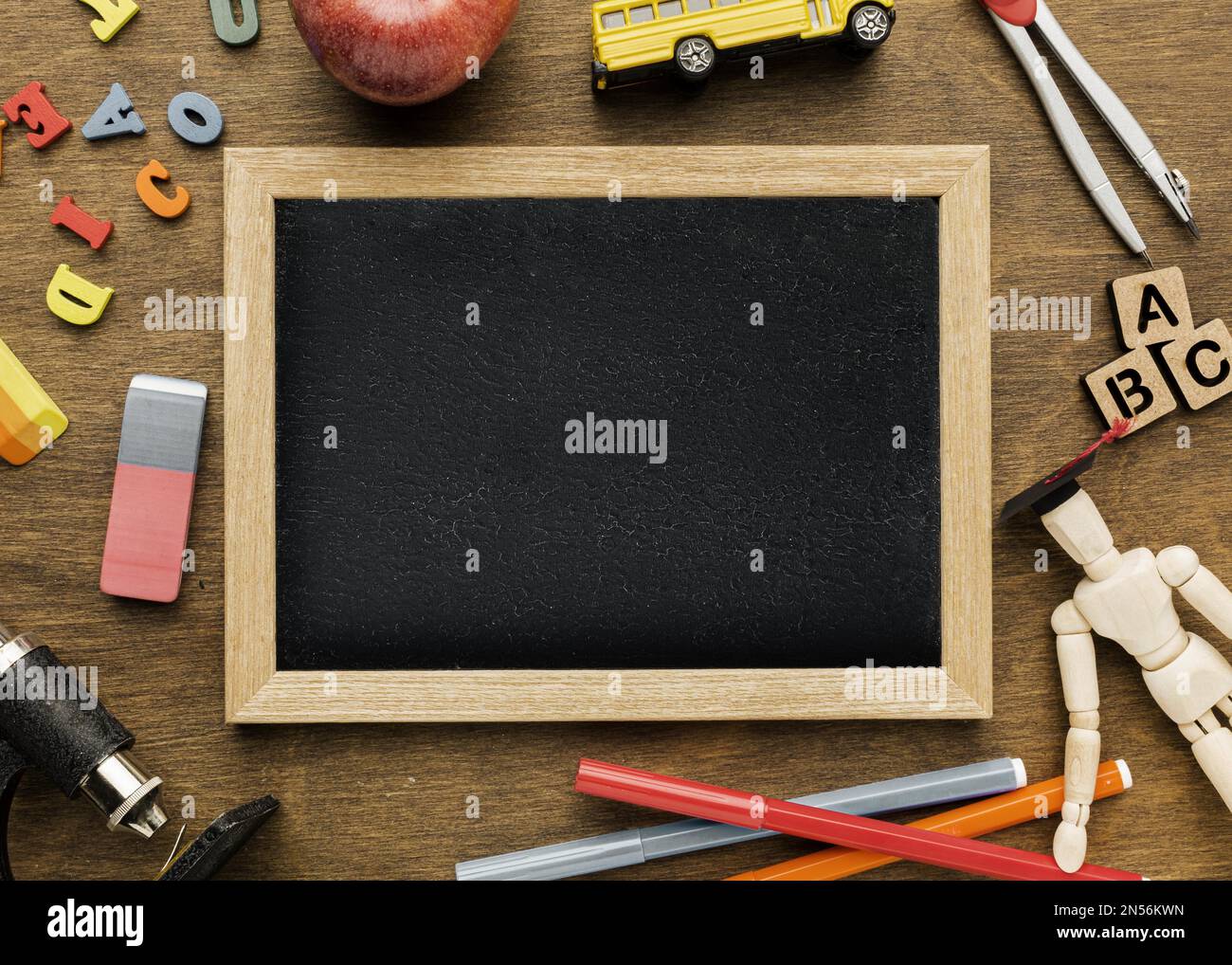 top view blackboard with letters apple. Resolution and high quality ...