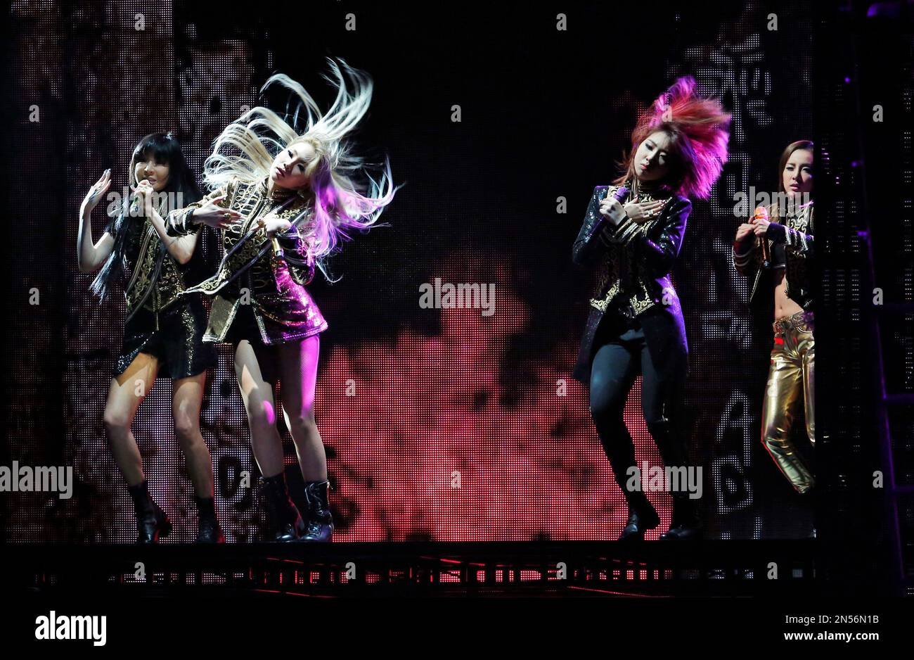 South Korean K-Pop girl group 2NE1 perform during their concert as part ...