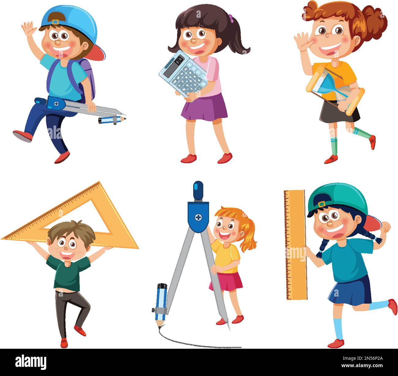 Mathematics kids cartoon set illustration Stock Vector Image & Art - Alamy