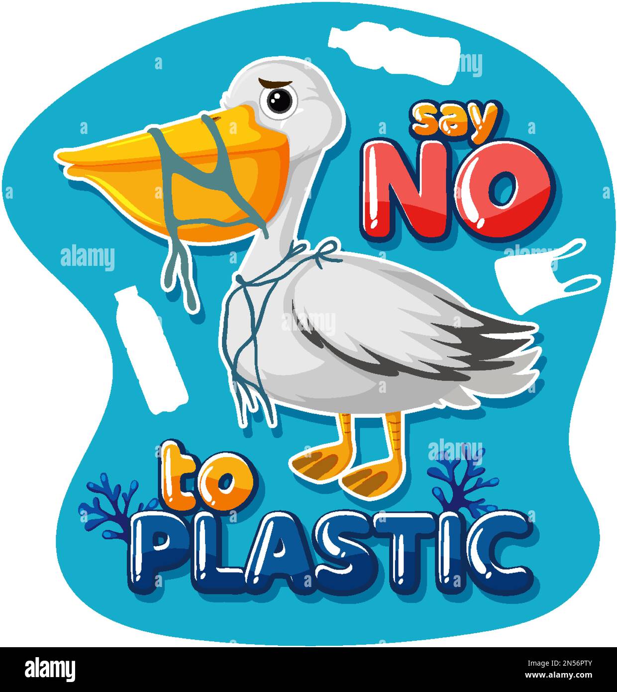Say no plastic logo banner design illustration Stock Vector Image & Art ...