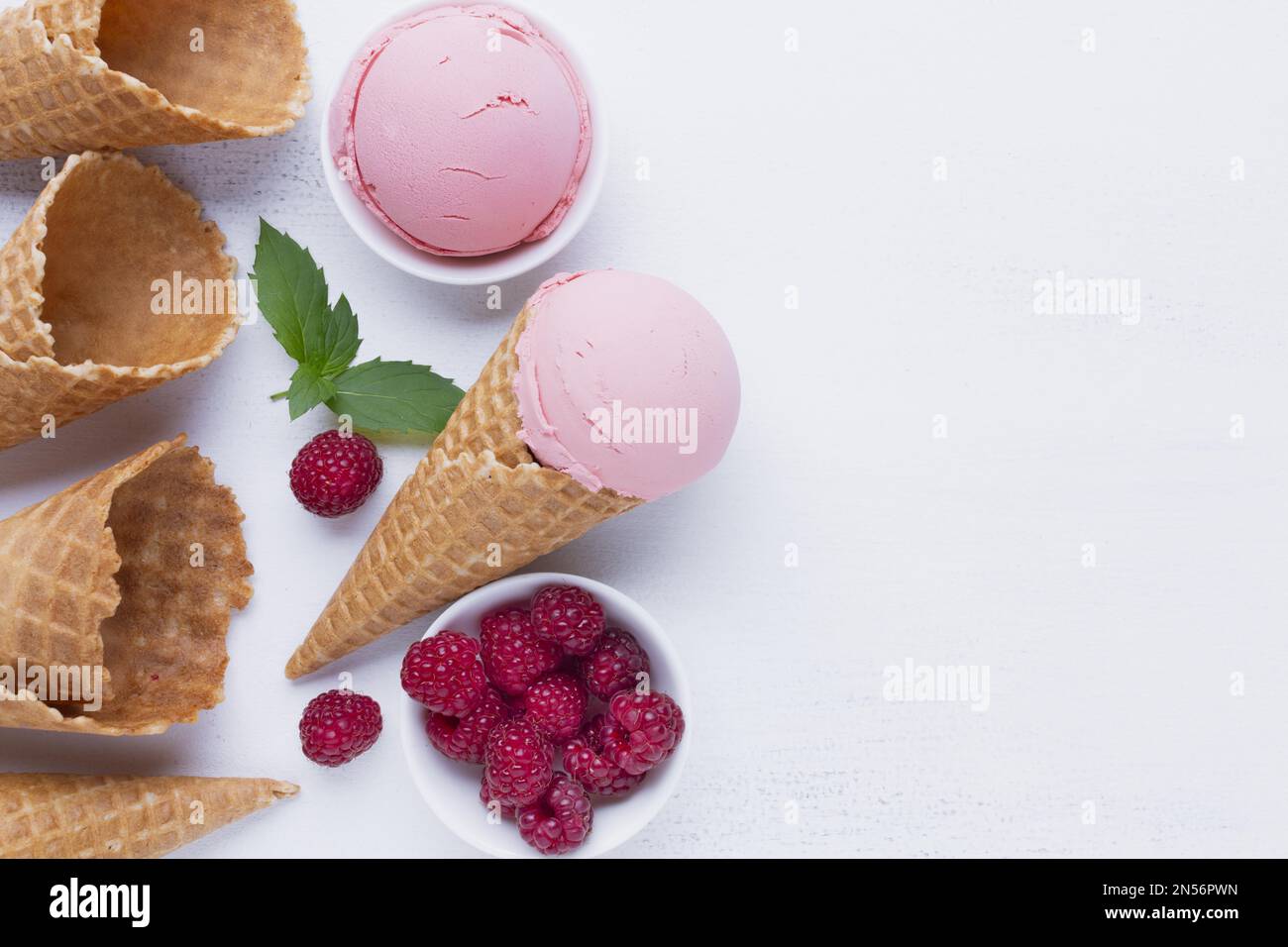 raspberries ice cream cones table. Resolution and high quality ...
