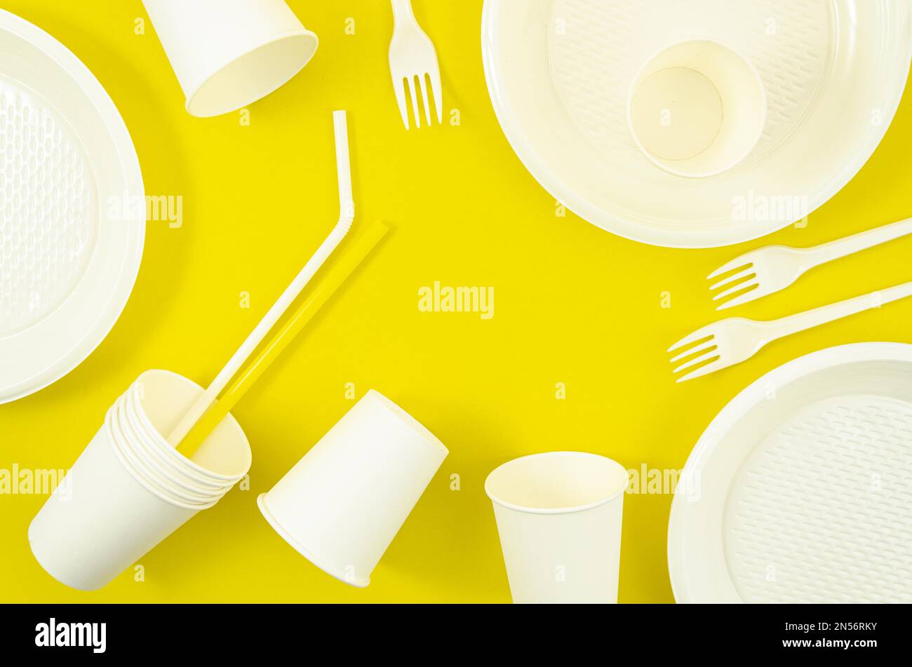 various white plastic disposable tableware. Resolution and high quality ...