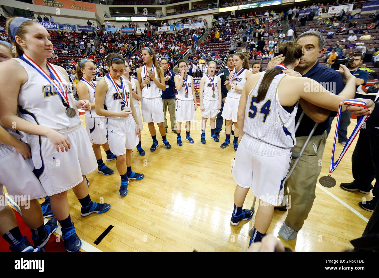 Spring-Ford coach Mickey McDaniel hugs Abby Beyer after the team's loss ...