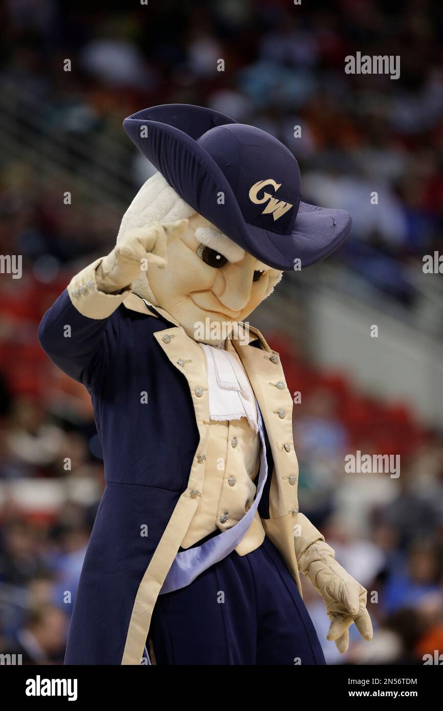 The George Washington mascot performs against Memphis during the first ...