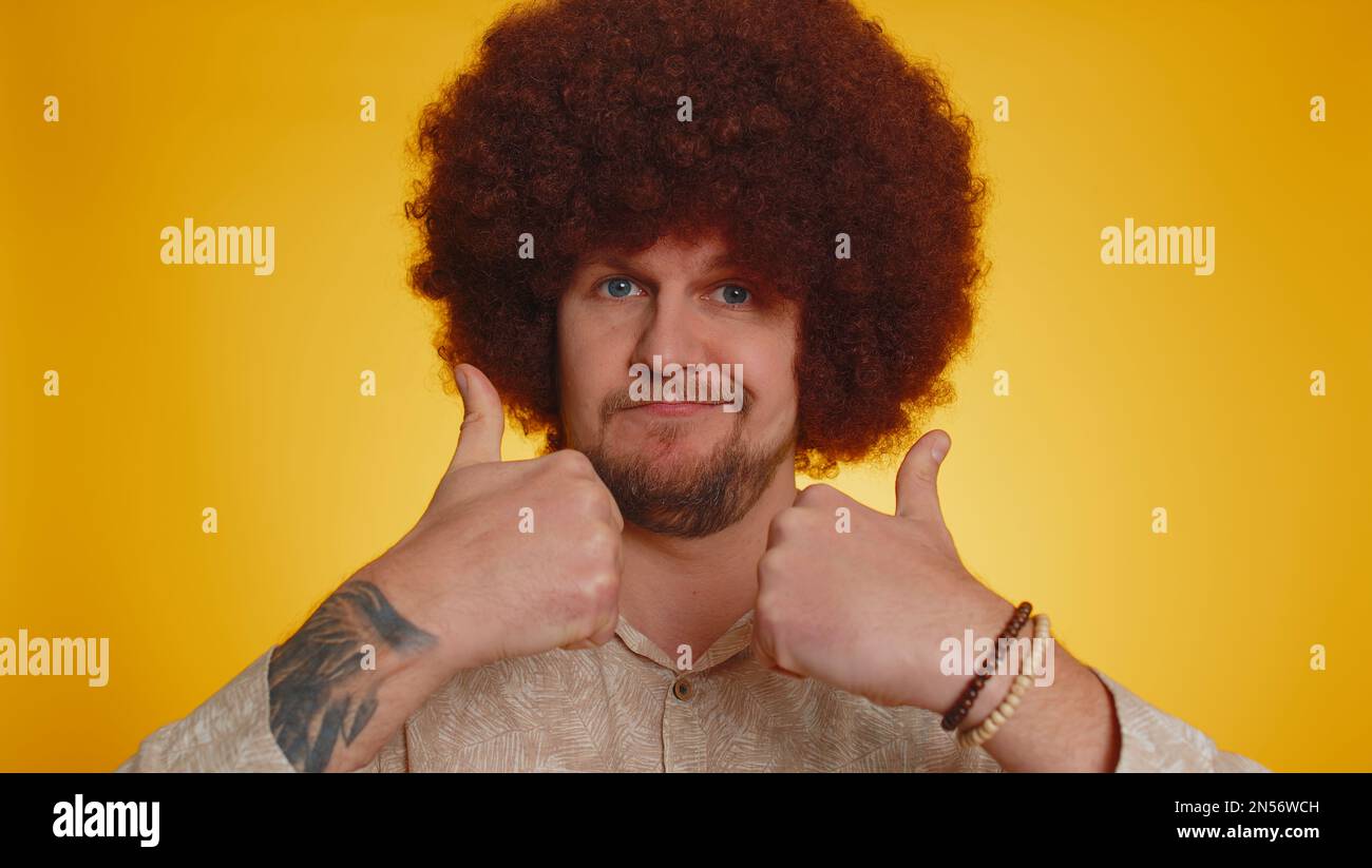 Funny man wig pointing finger hi-res stock photography and images - Alamy
